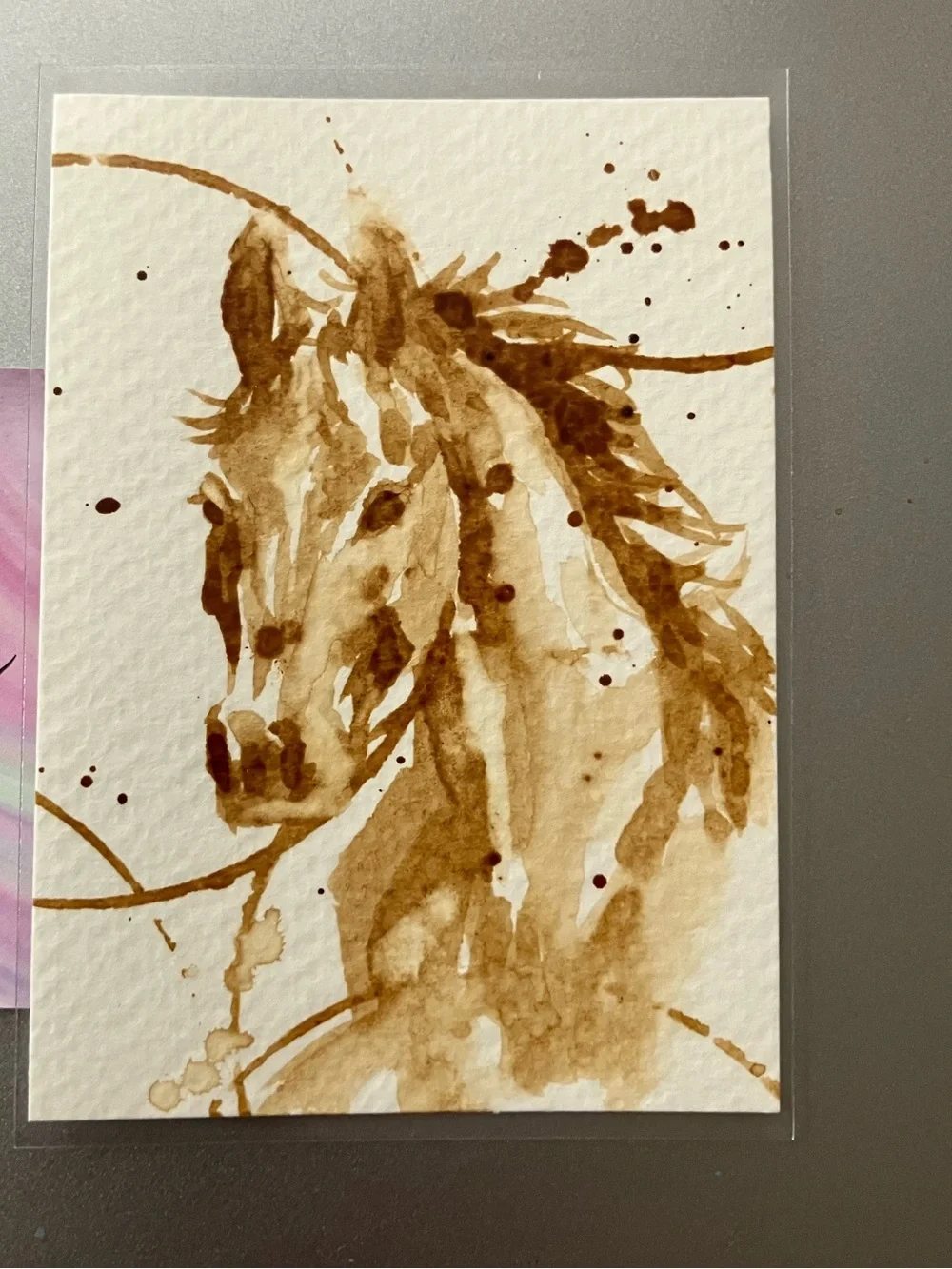 Artettina | Art | Aceo Horse Coffee Painting Western Art Atc Mini Gift ...